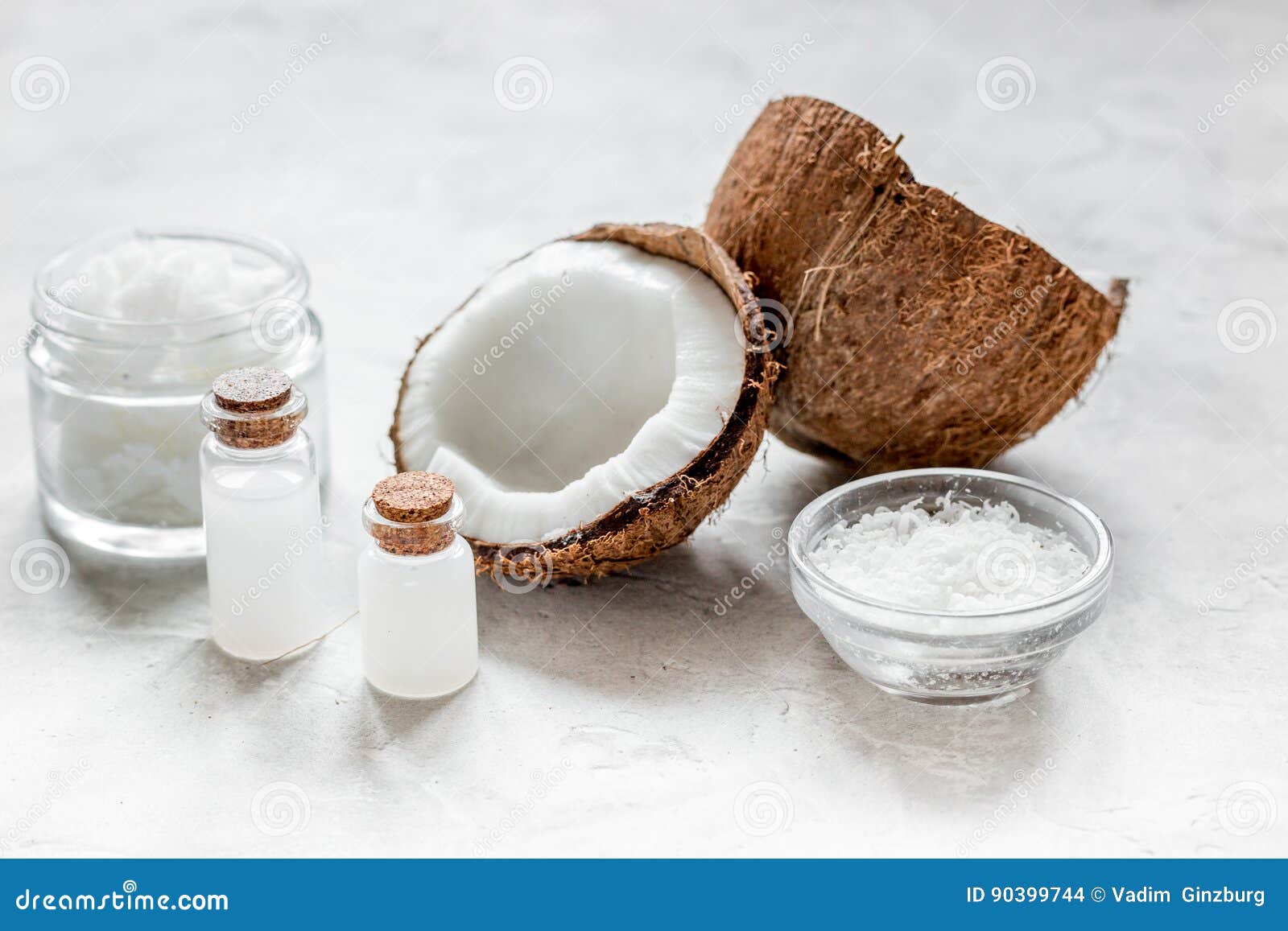 Organic Cosmetics Concept with Coconut on Table Background Stock Photo ...