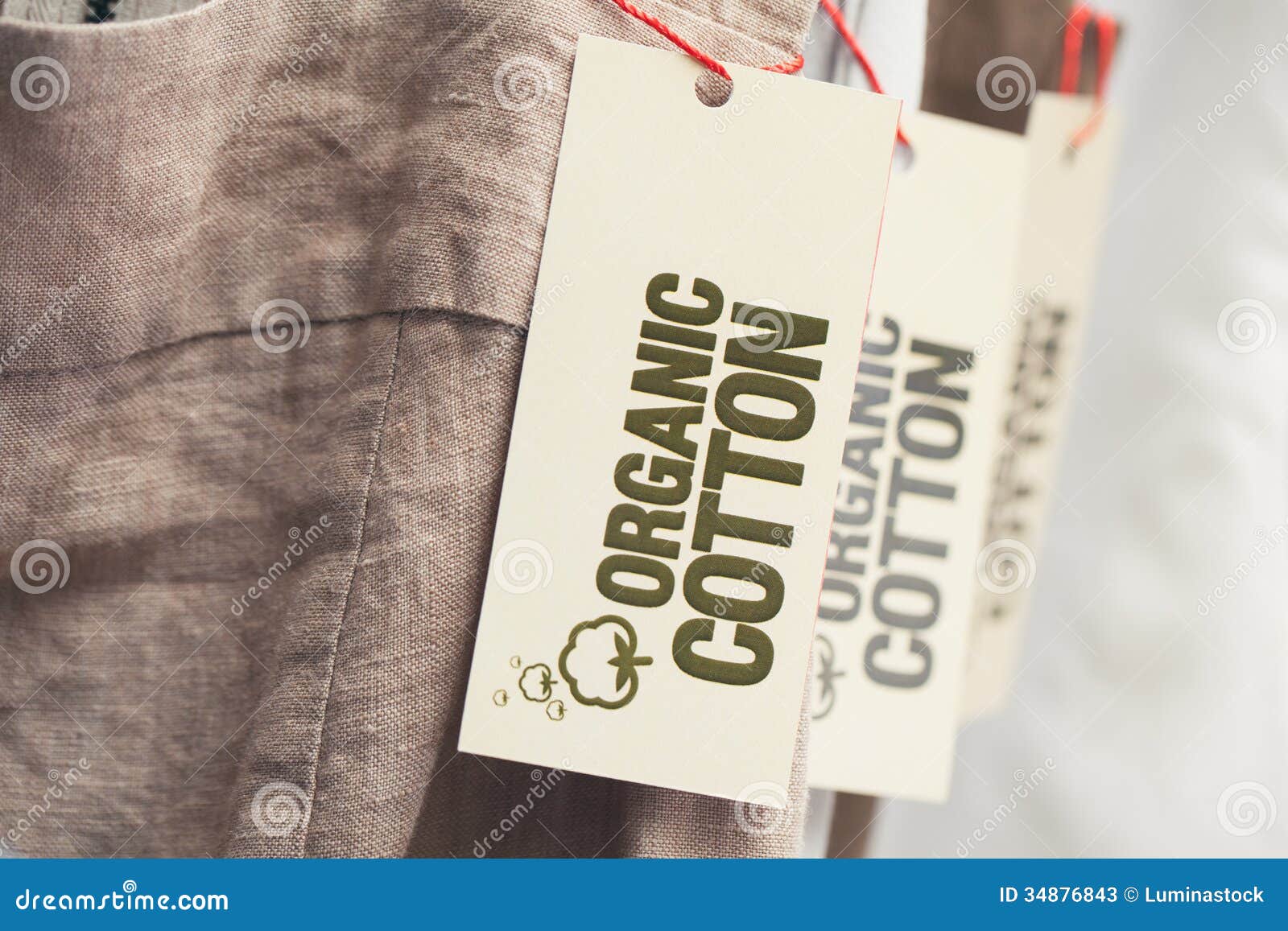 Organic Cotton Label stock image. Image of close, shop - 34876843