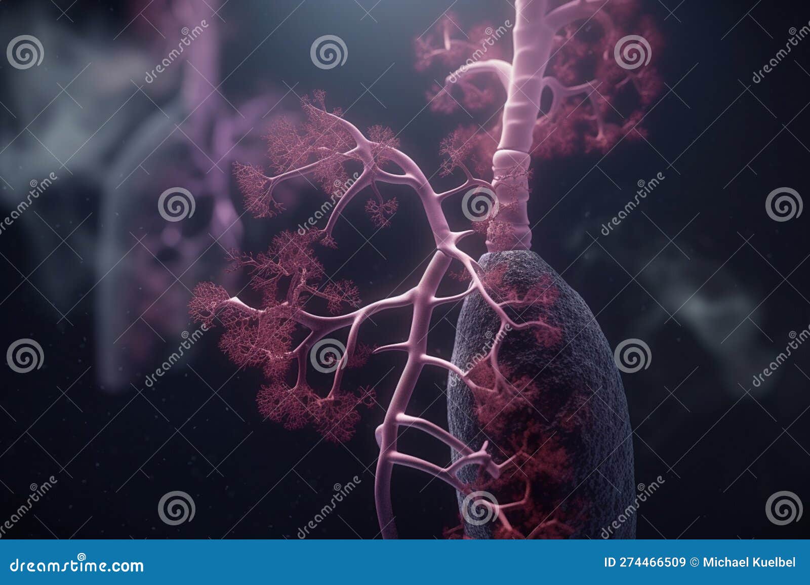 Organic 3D Illustration of Oxygen Exchange in the Human Lung Stock ...