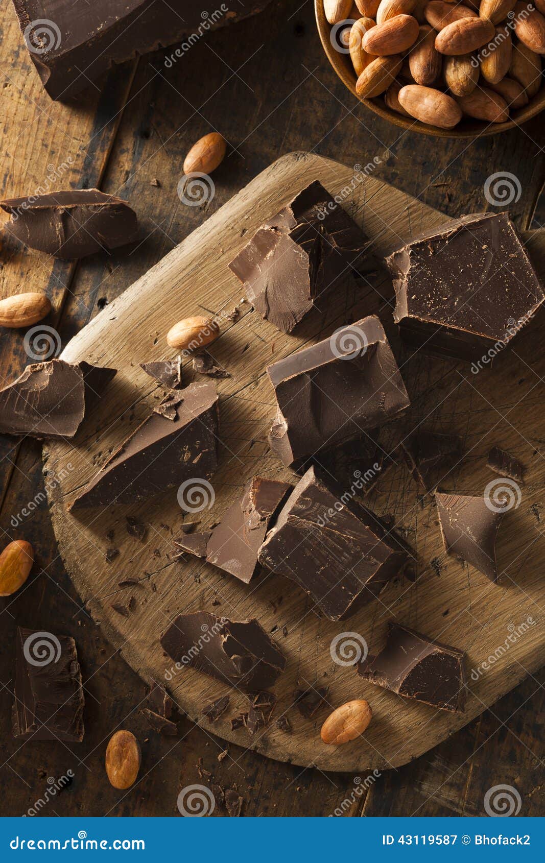 Organic Dark Chocolate Chunks Stock Image - Image of tasty, bitter ...