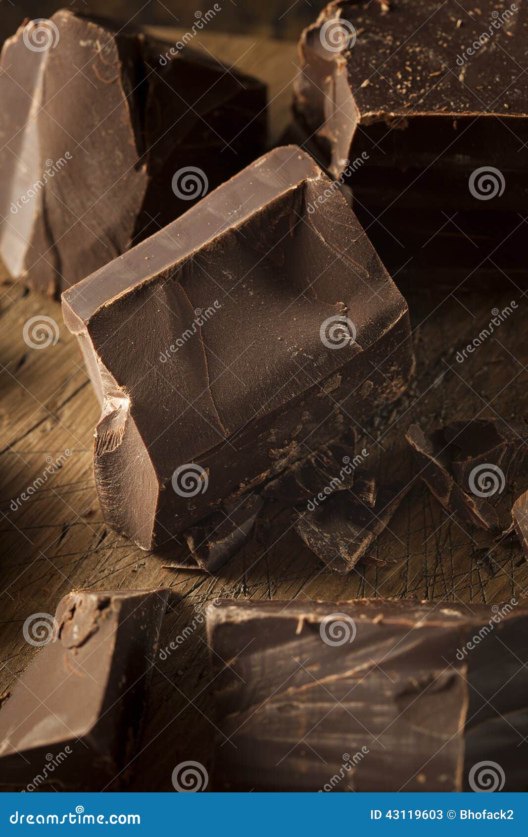Organic Dark Chocolate Chunks Stock Image - Image of dark, piece: 43119603