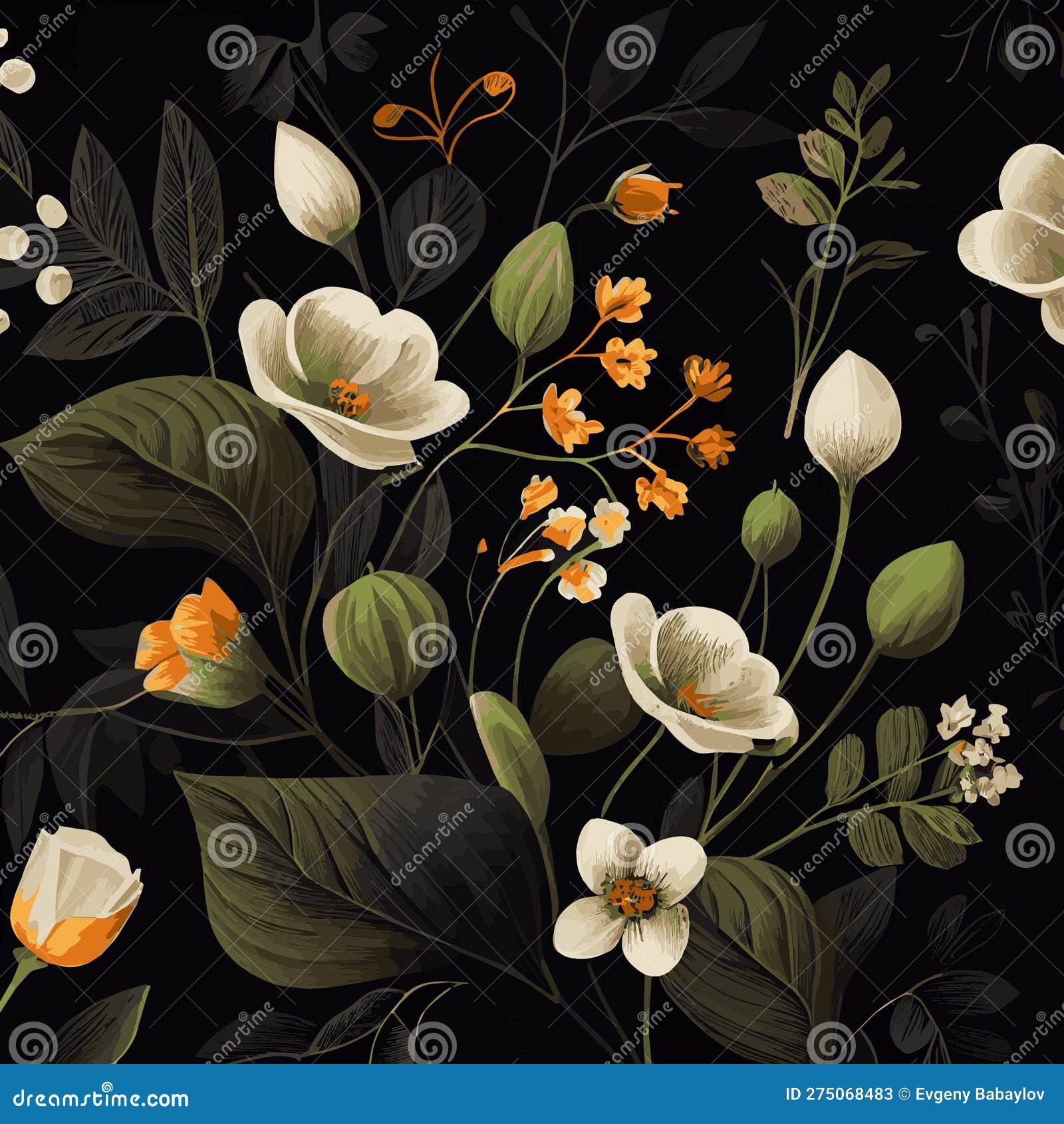 Organic Dark Floral Texture Pattern Background - Vector Stock ...