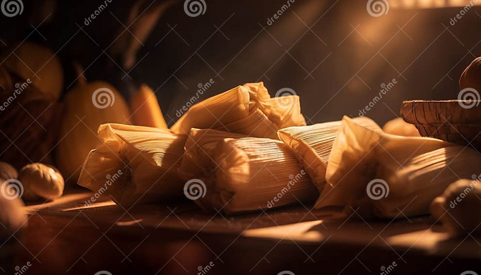 Organic Dim Sum Wrapped in a Leaf, Served on Rustic Table Generated by ...