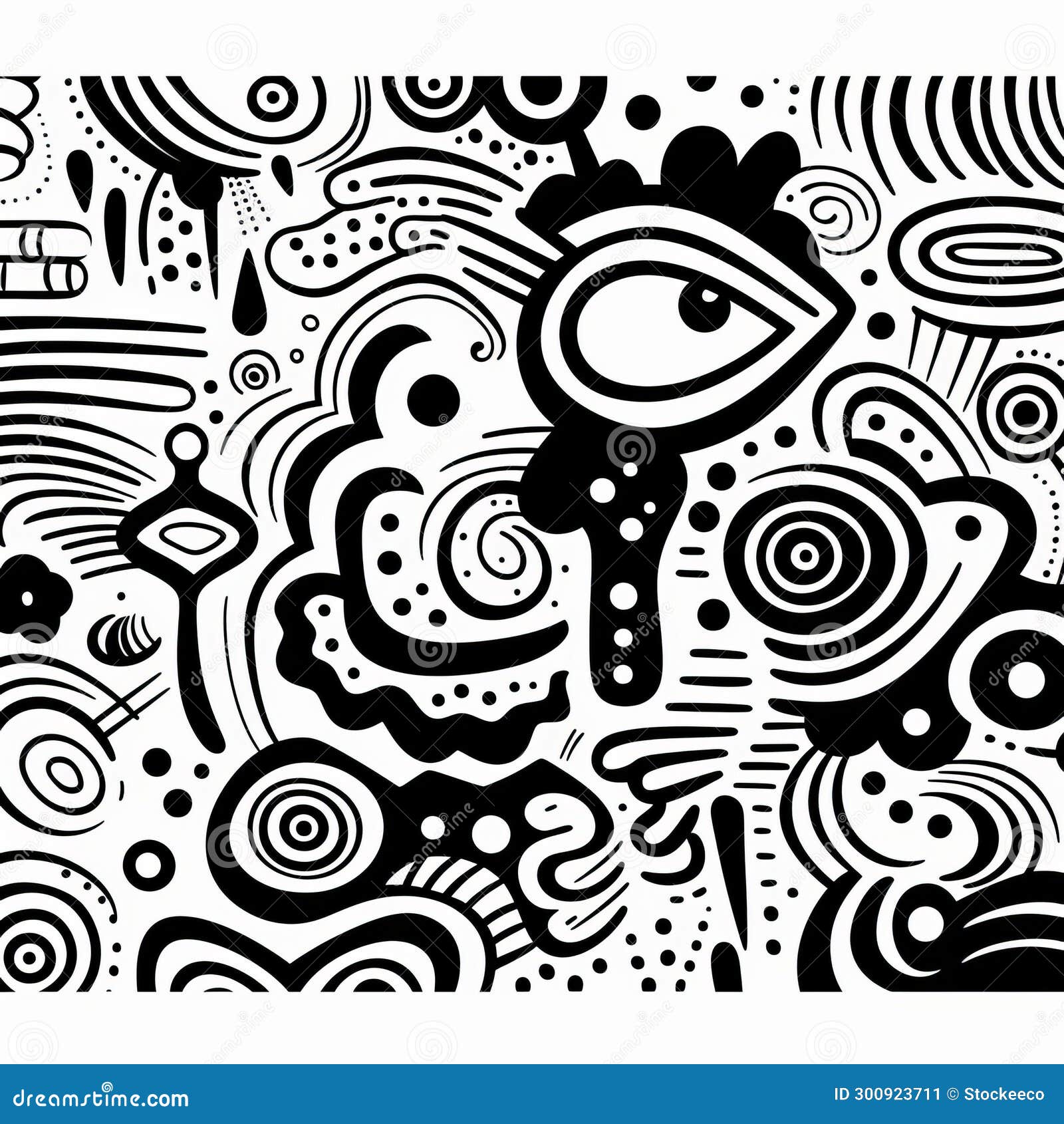 Organic Doodle Pattern with Eye - Abstracted Grotesqueries Stock ...