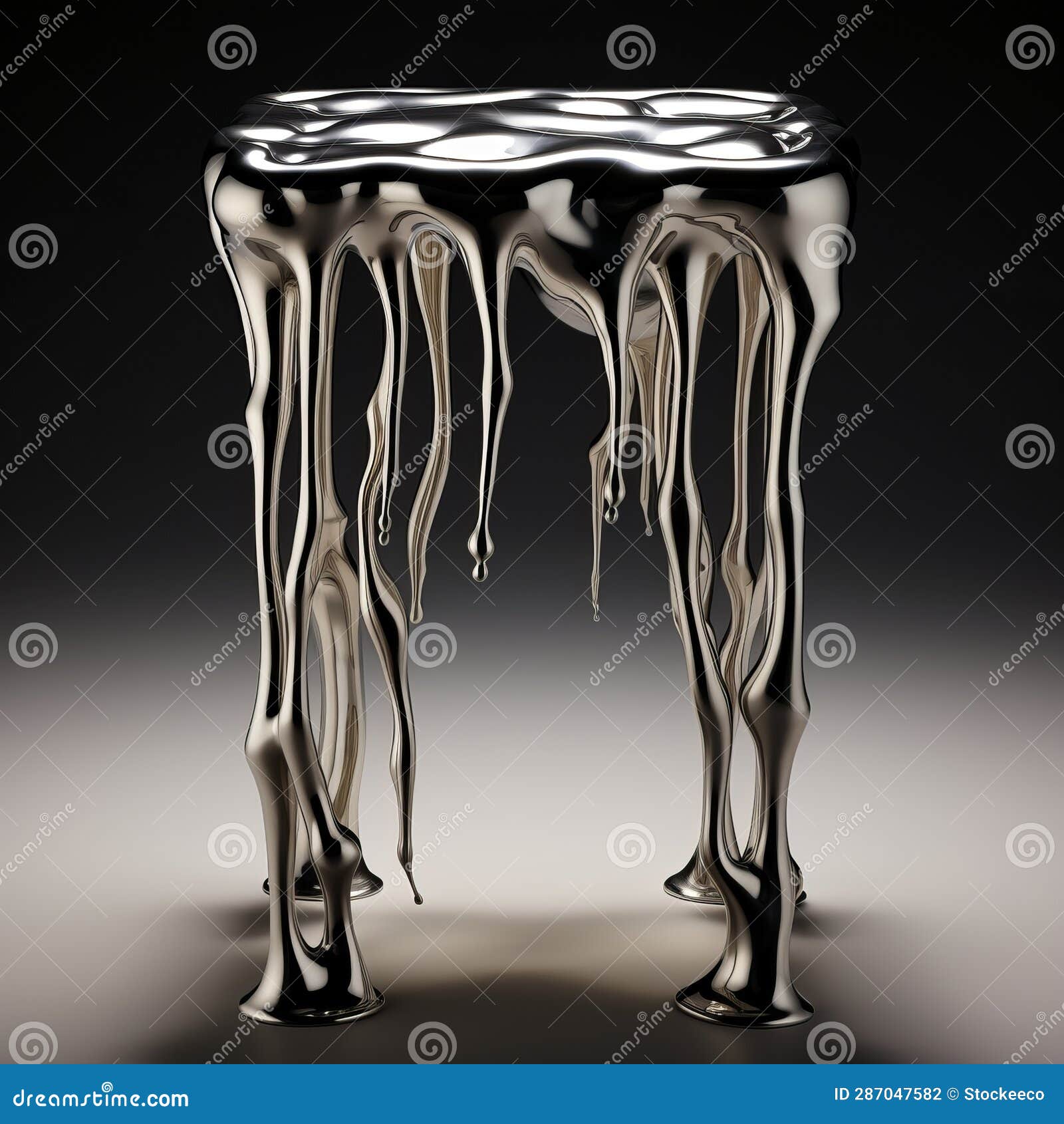 Organic Drip Stool: Chrome Reflections and Trapped Emotions Stock ...