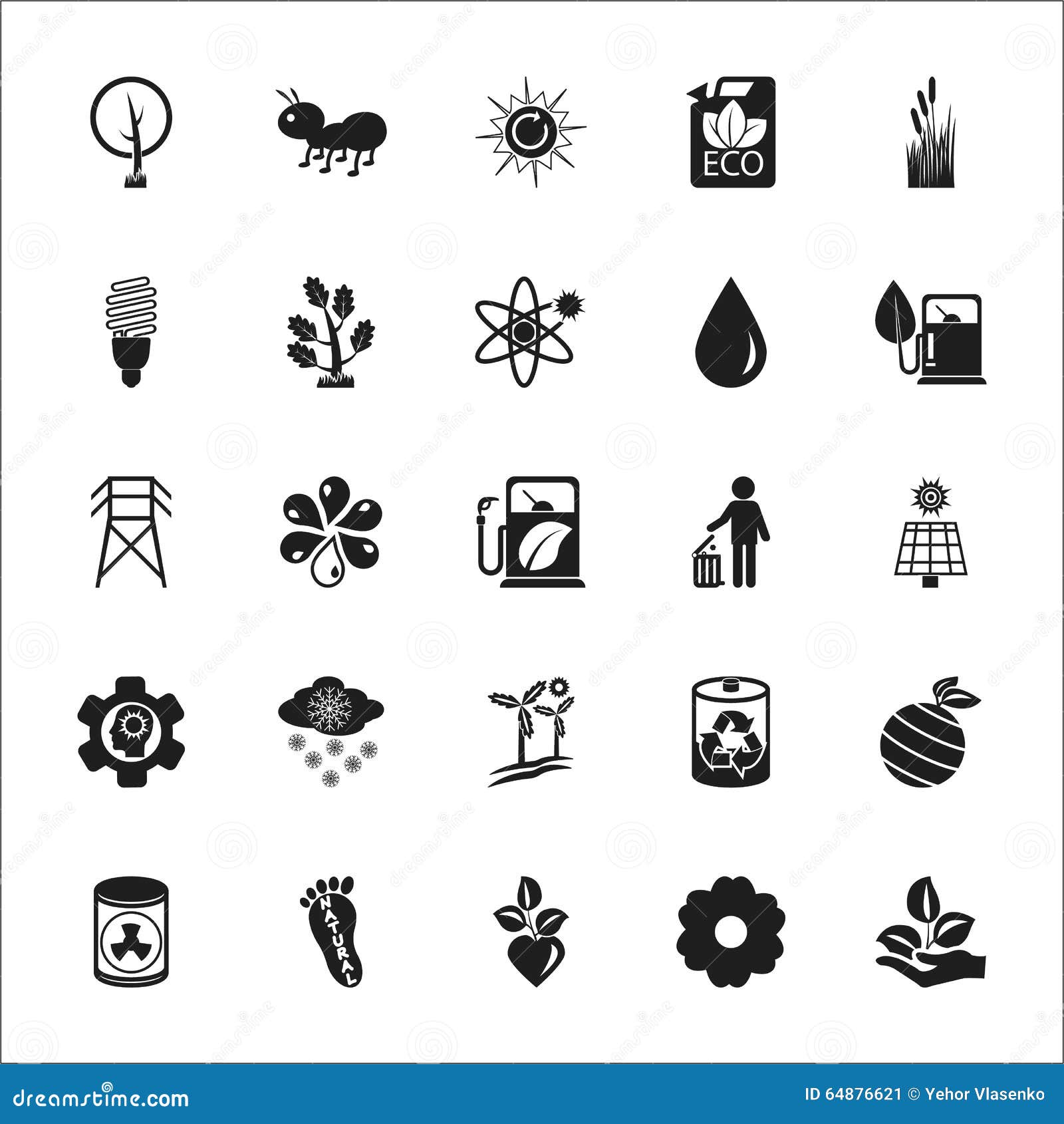Organic, Eco, Bio, Nature 25 Black Simple Icons Set for Web Stock ...