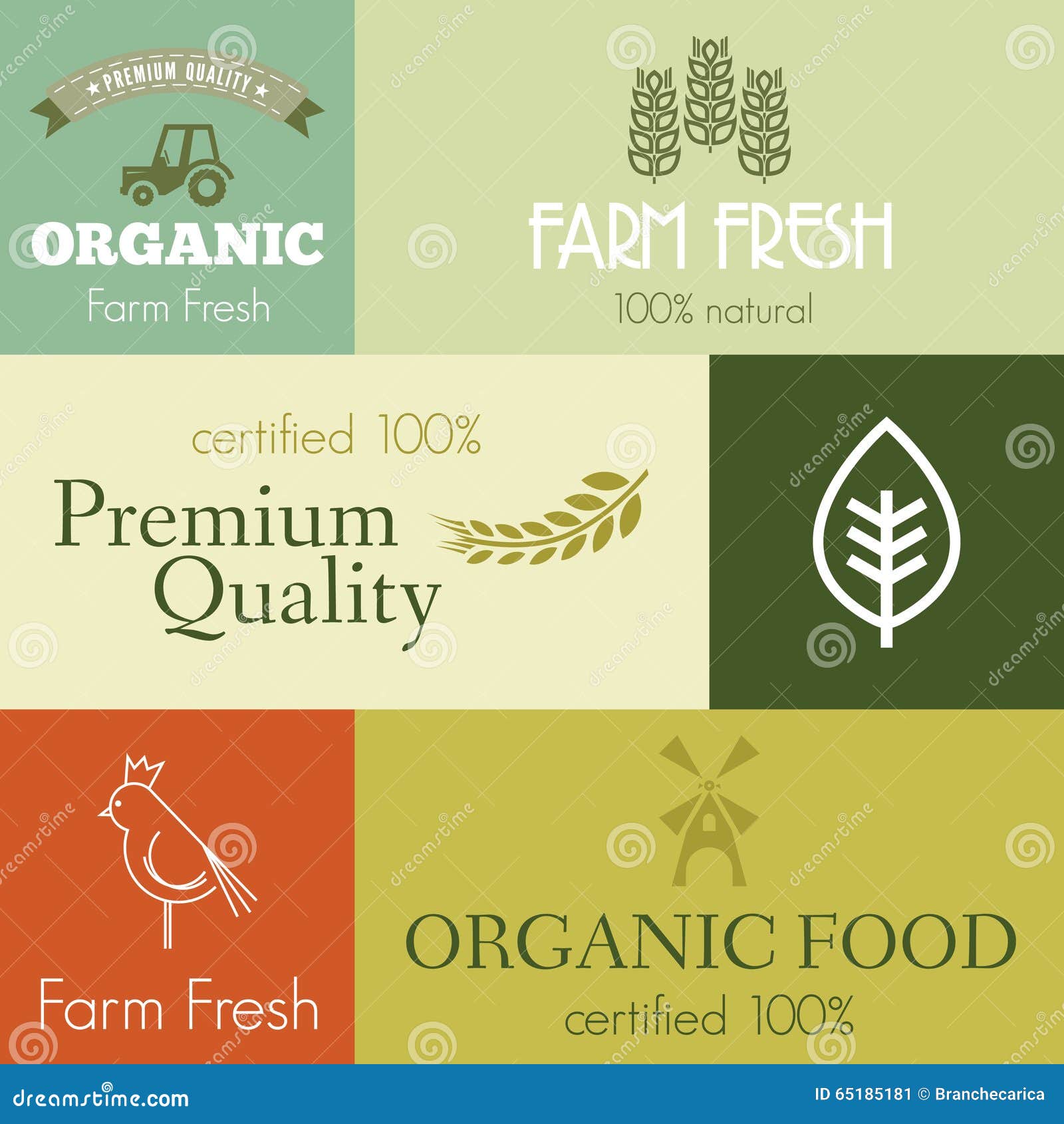 Organic and Farm Fresh Food Badges and Labels Stock Illustration ...