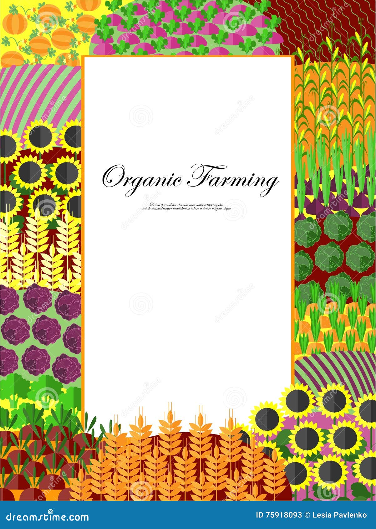 Organic Farming Background. Frame with Plenteous Fields Landscape Stock ...