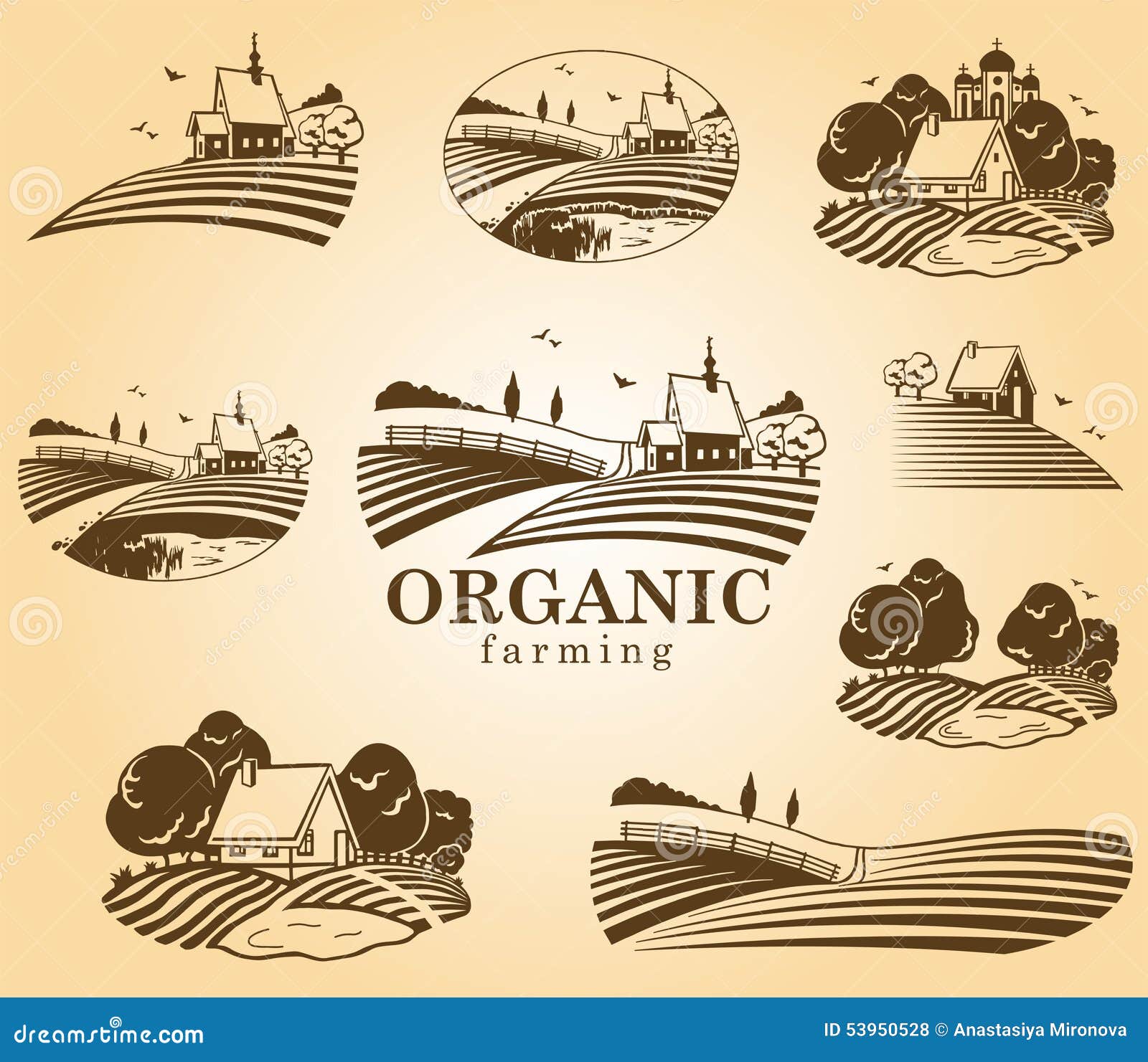 Organic Farming Design Elements. Stock Vector - Illustration of birds ...