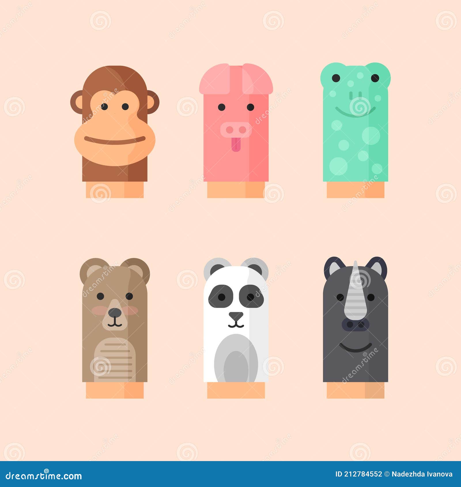 Set Of Hand Puppets Cartoon Vector | CartoonDealer.com #158682627