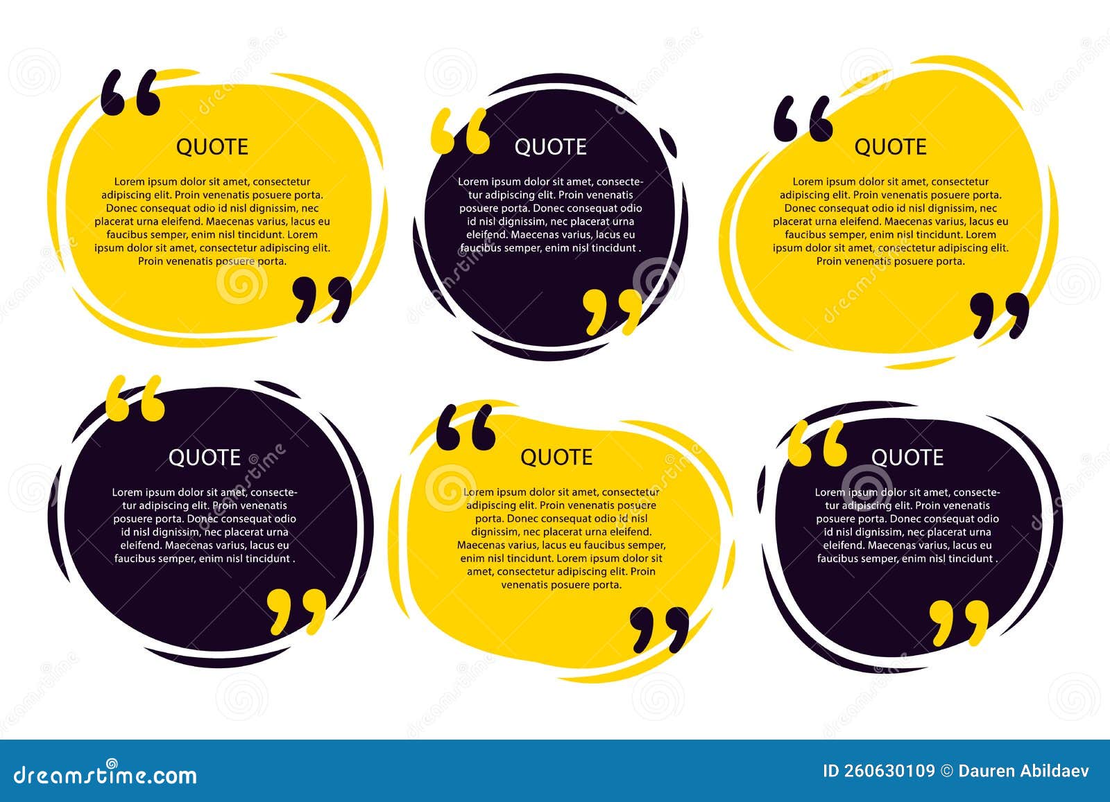 Organic Flat Quote Box Frame Set Vector Illustration. Stock Vector ...