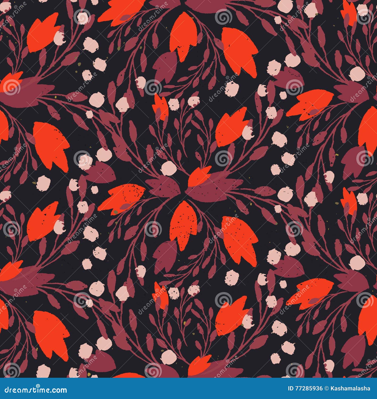 Organic Floral Pattern in Rich Warm Colors Stock Vector - Illustration ...