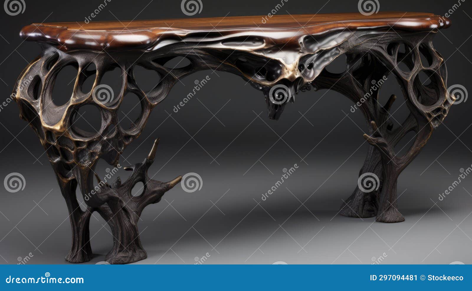 Organic Flowing Forms: 3d Art Skull Console Table Stock Illustration ...