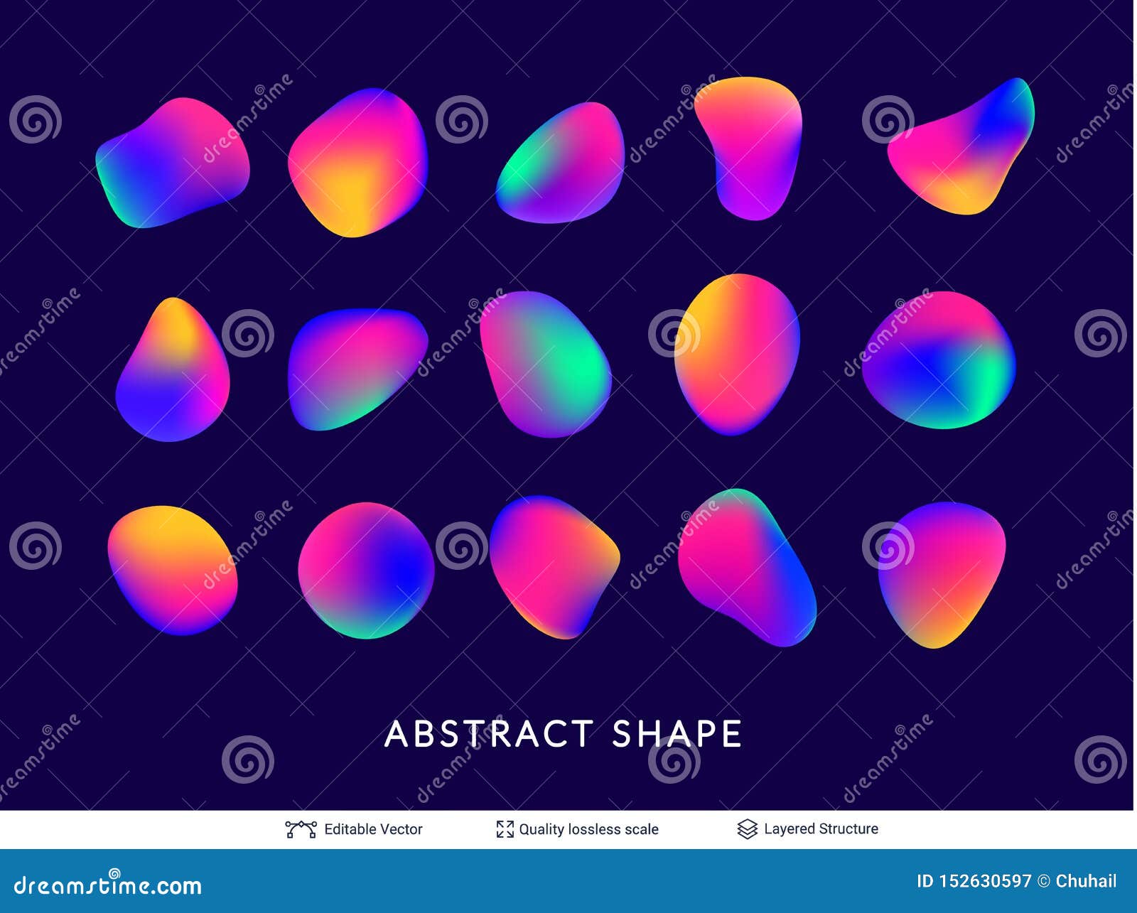 Organic Flowing Liquid Shapes Isolated on Dark. Stock Vector ...