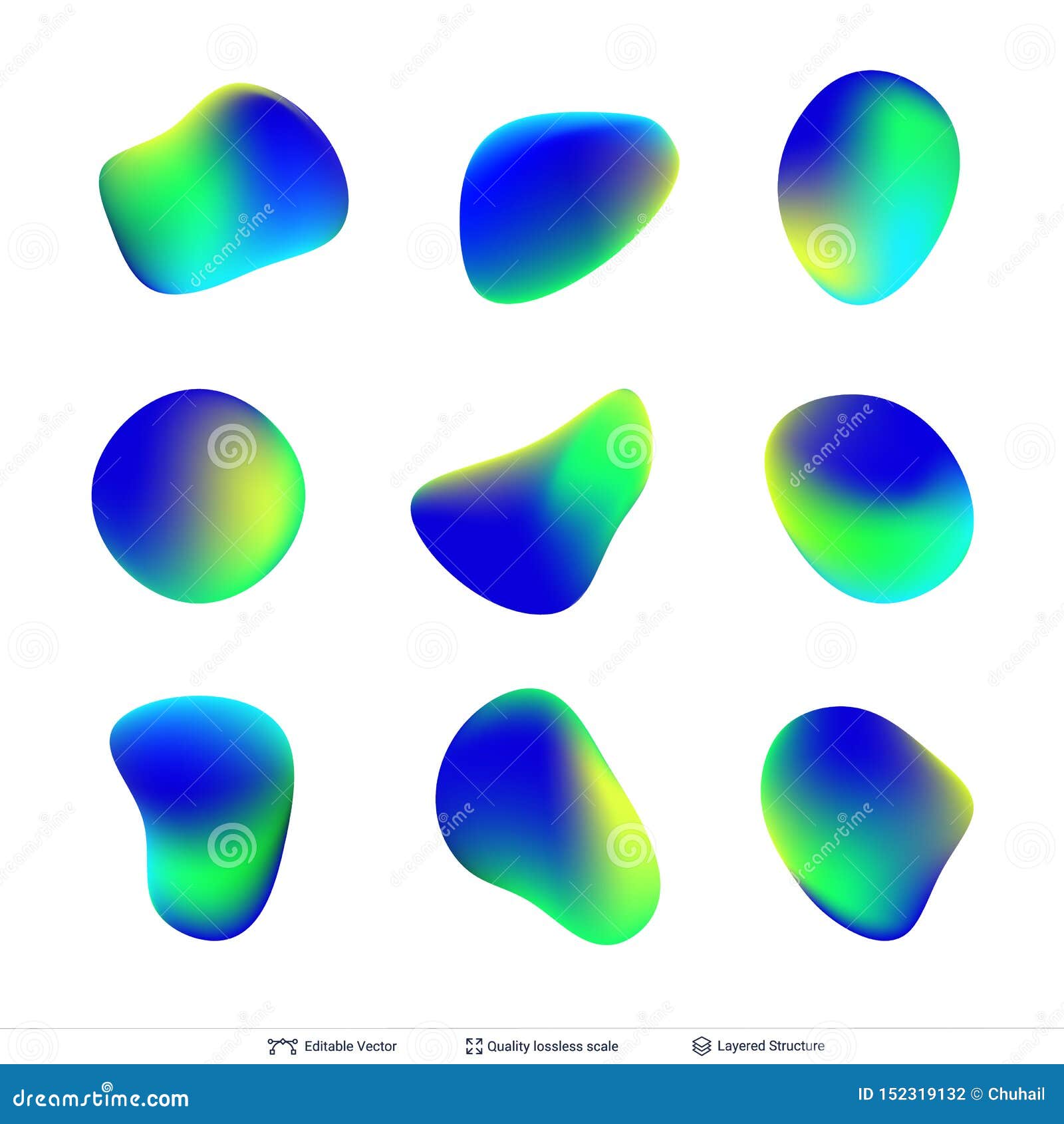 Organic Flowing Liquid Shapes Isolated on White. Stock Vector ...