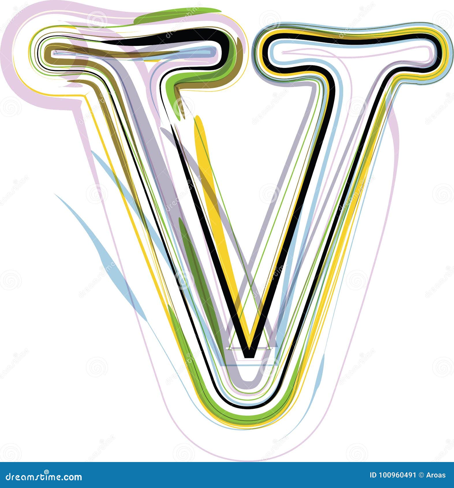 Organic Font Illustration. Letter V Stock Vector - Illustration of font ...