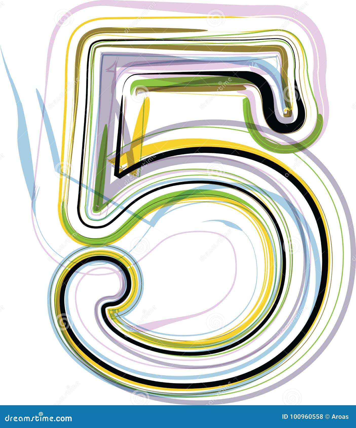 Organic Font Illustration. Number 5 Stock Vector - Illustration of ...