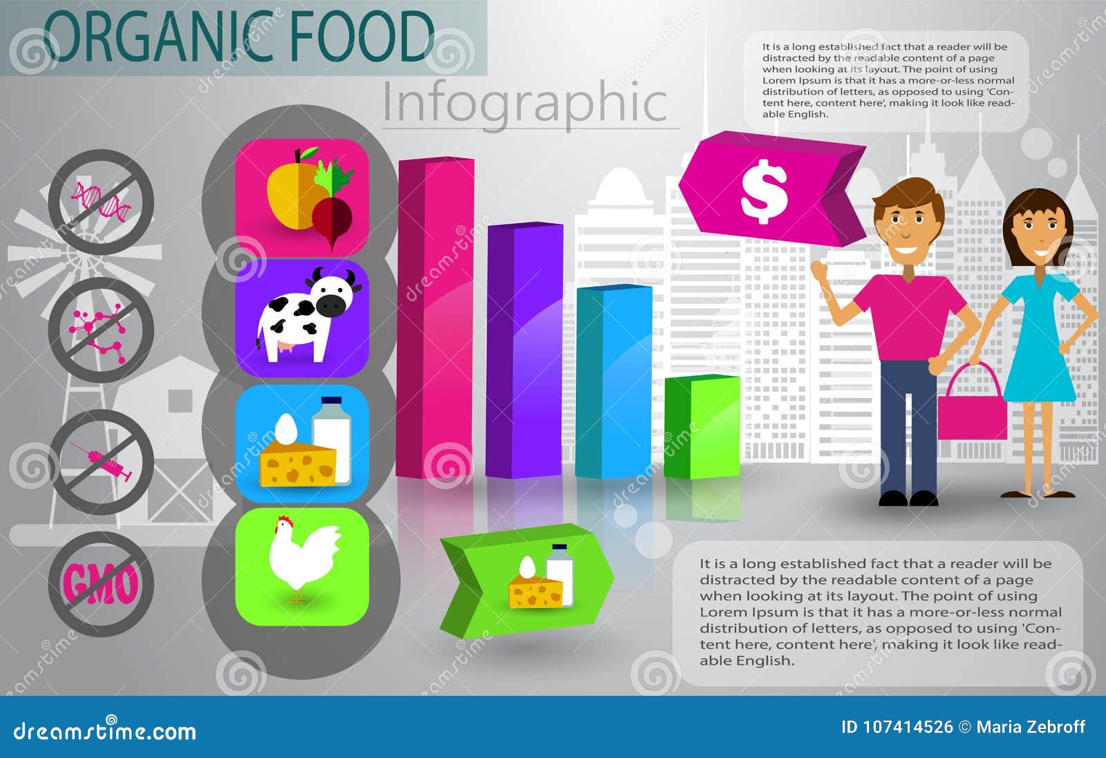 Organic Food Box Delivery Infographic Concept Stock Vector ...