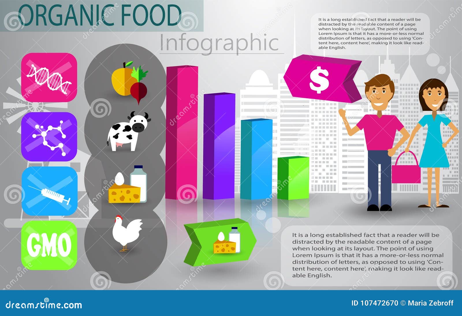 Organic Food Box Delivery Infographic Concept Stock Vector ...