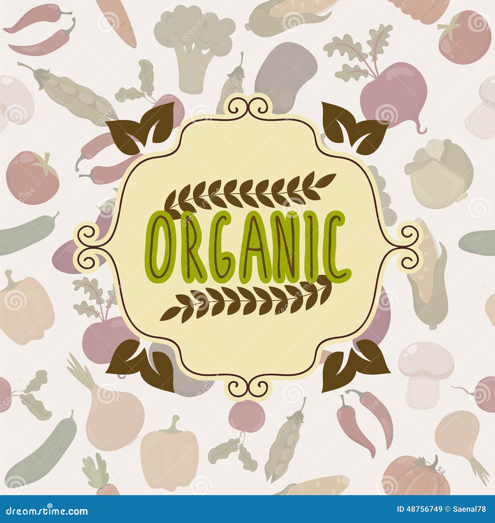 Organic Food Frame. Vegetables Seamless Pattern Stock Vector ...