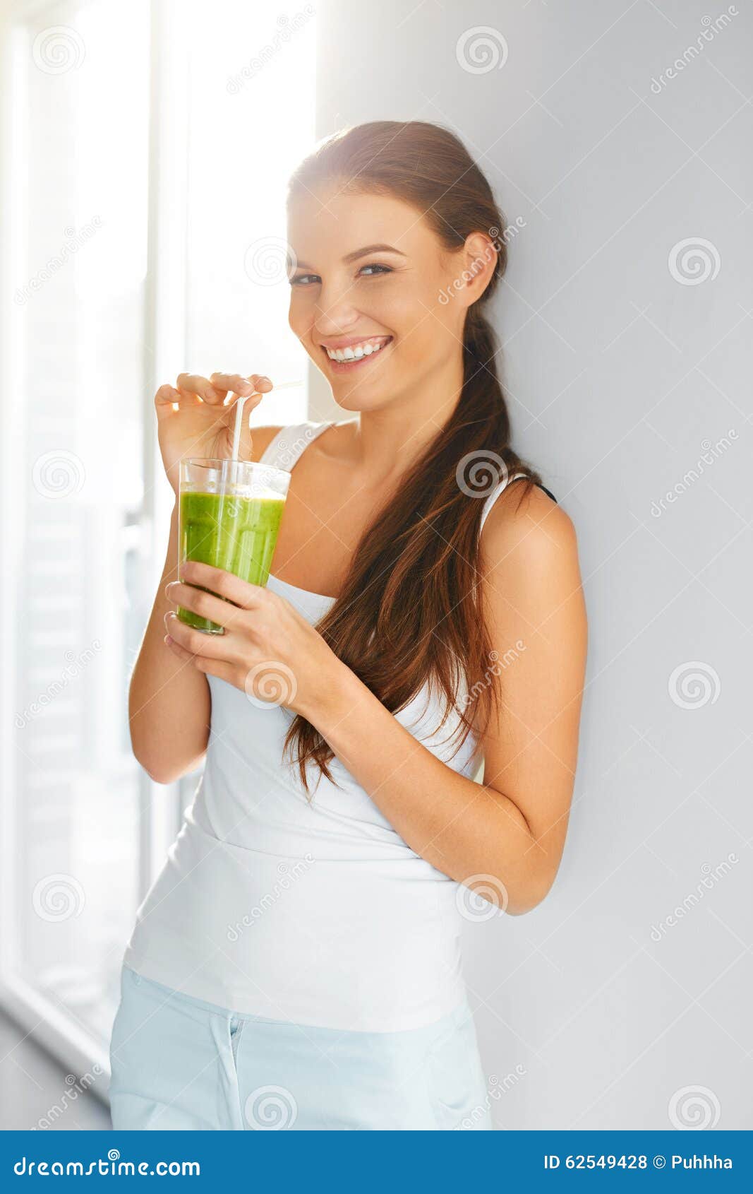 Organic Food Healthy Eating Woman Drinking Detox Juice Lifestyle