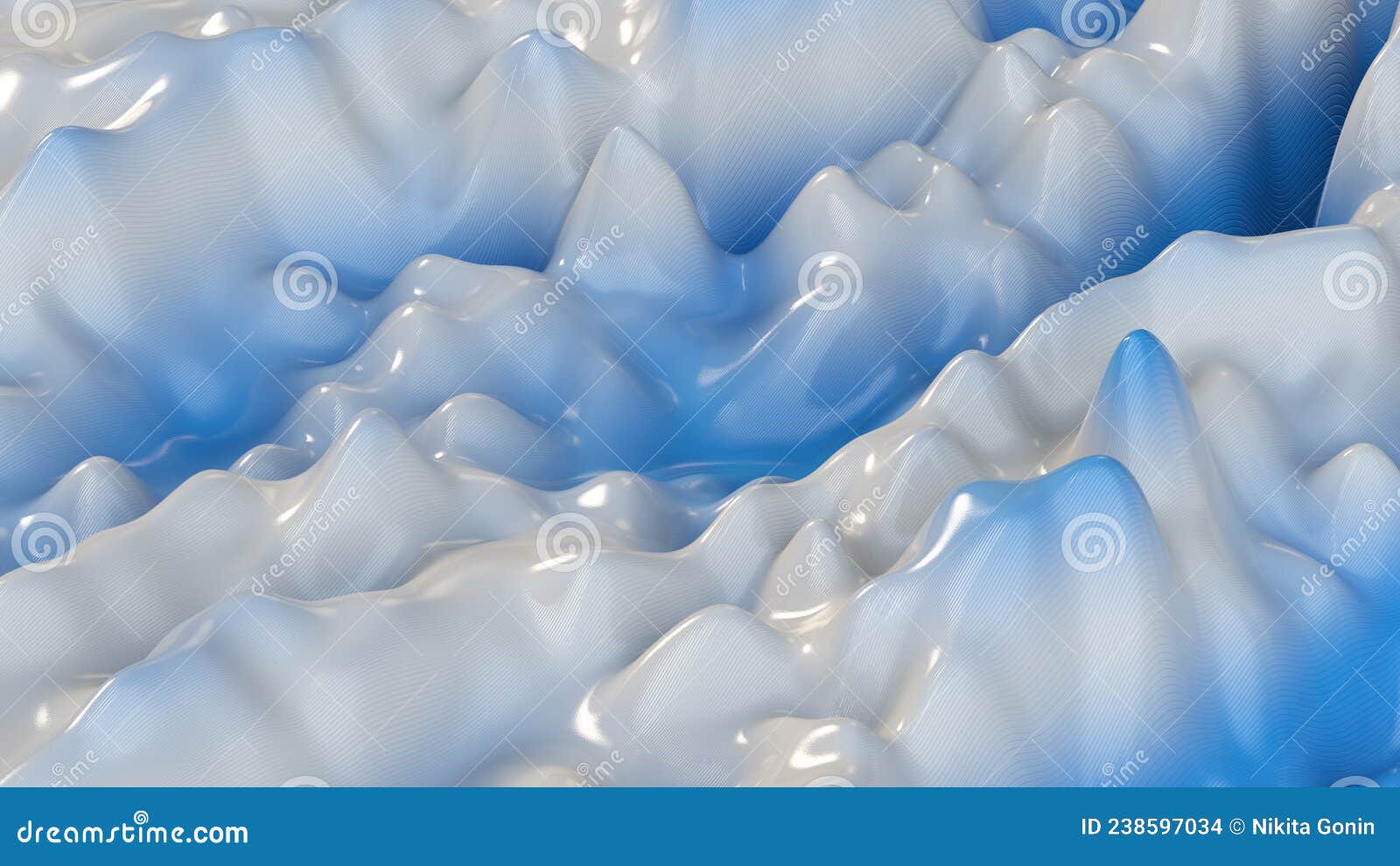 Organic Form with Dynamic Wave 3D Render Stock Illustration ...