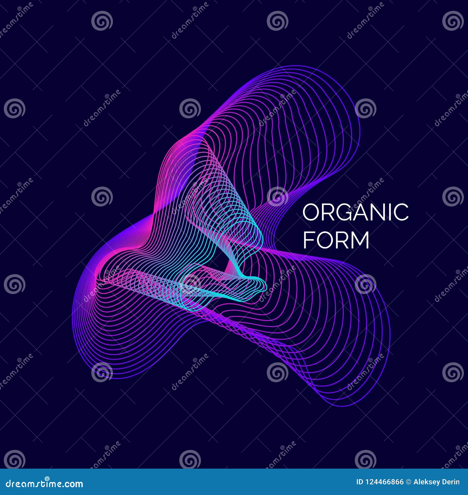 Organic Forms with Dynamic Waves and Lines on a Dark Background. Stock ...