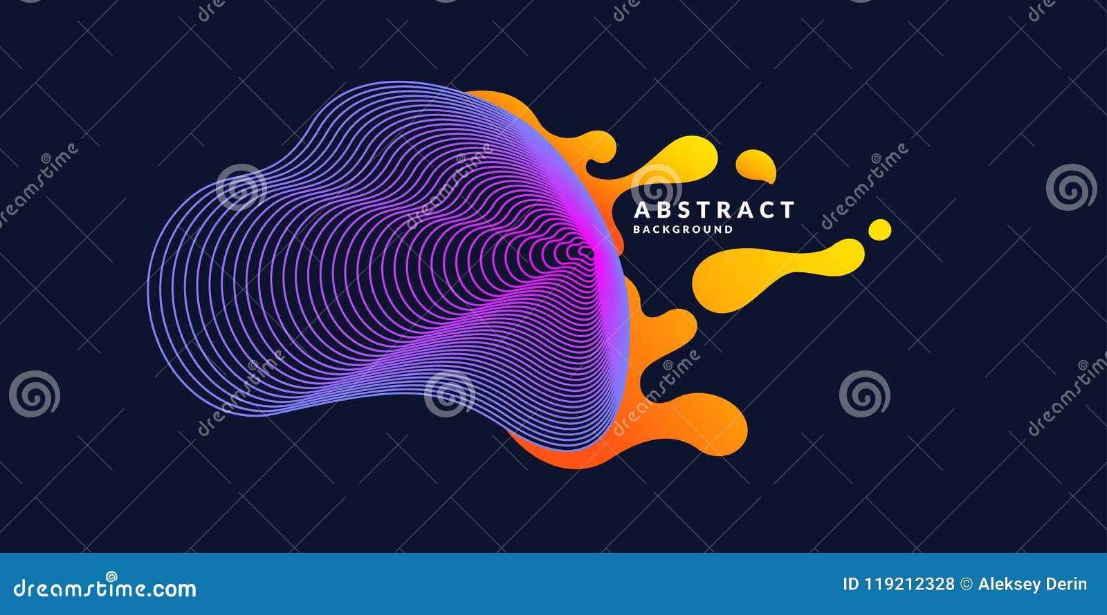 Organic Forms with Dynamic Waves and Lines on a Dark Background. Vector ...