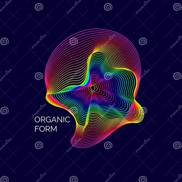 Organic Forms with Dynamic Waves and Lines on a Dark Background. Stock ...