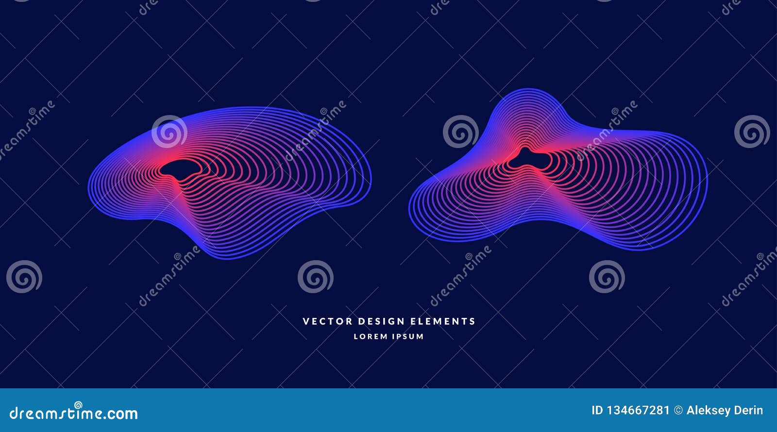 Organic Forms with Dynamic Waves and Lines on a Dark Background. Stock ...