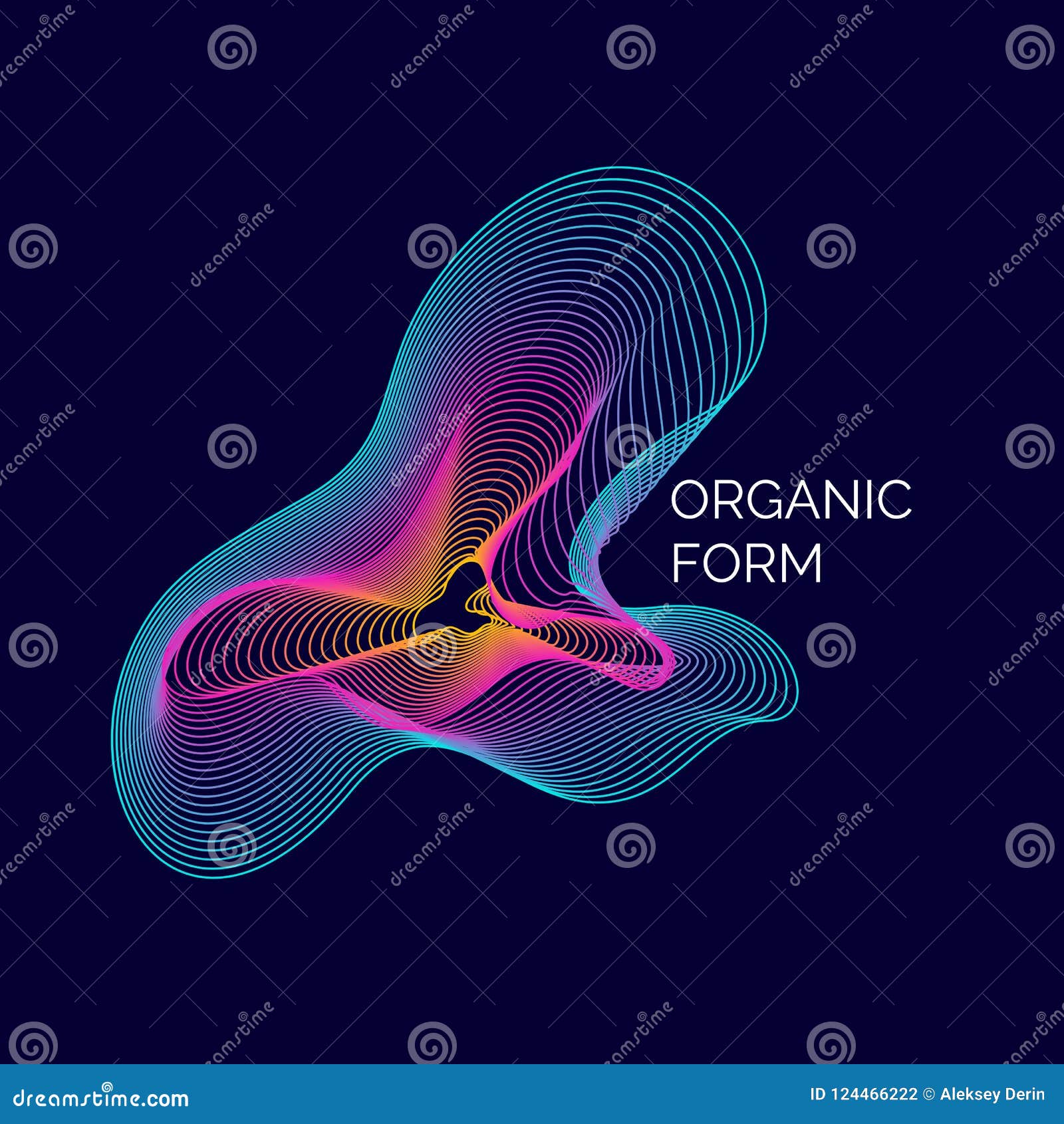 Organic Forms with Dynamic Waves and Lines on a Dark Background. Stock ...