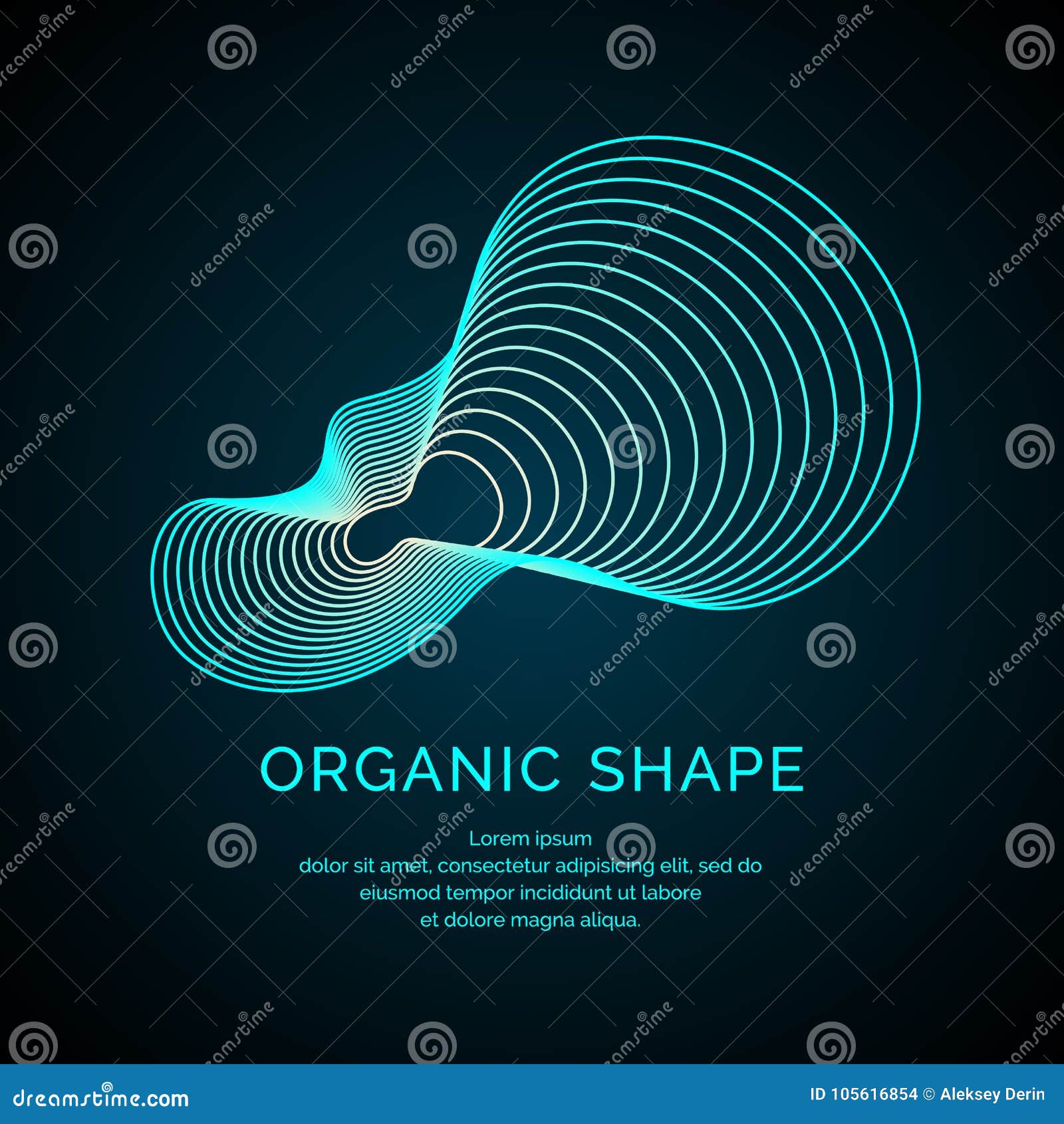 Organic Forms with Dynamic Waves and Lines on a Dark Background. Vector ...