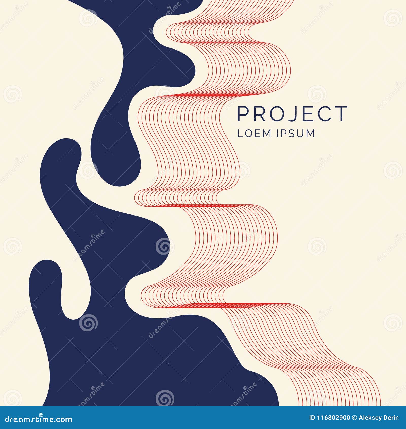 Organic Forms with Dynamic Waves and Lines on Light Background. Vector ...