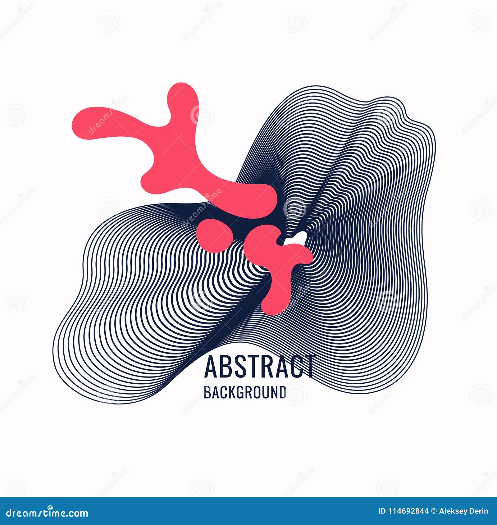 Organic Forms with Dynamic Waves and Lines on White Background. Vector ...