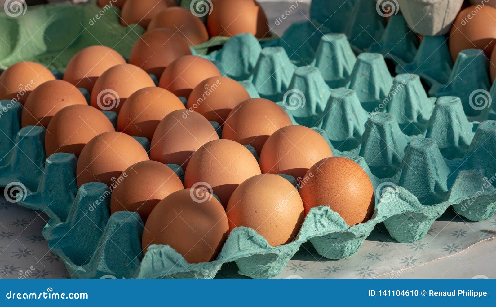Organic Fresh Eggs on the Market Place Stock Photo - Image of market ...