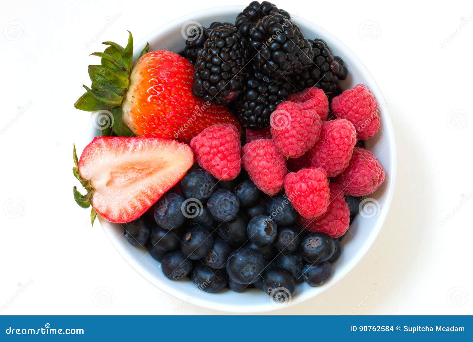 Organic Fresh Mixed Berries Fruit in a Bowl on the Table. Stock Photo ...