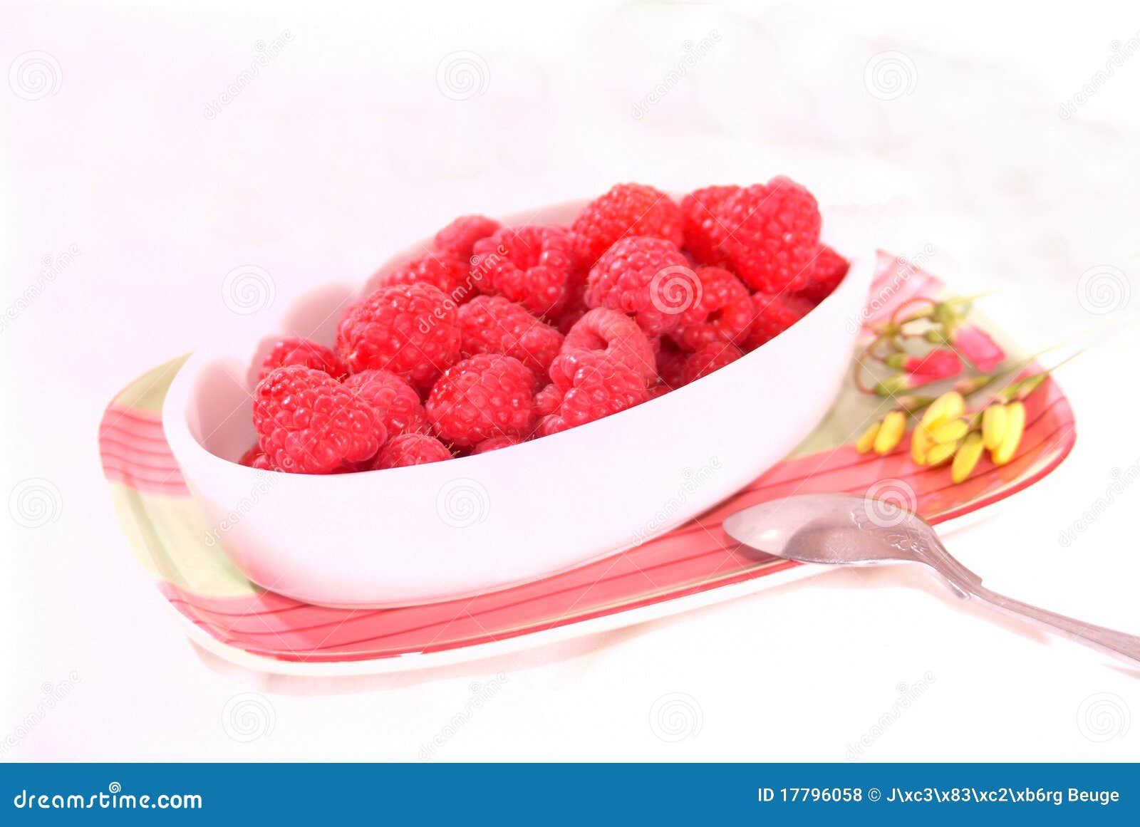 Organic Fresh Raspberries in a White Bowl Stock Photo - Image of ...