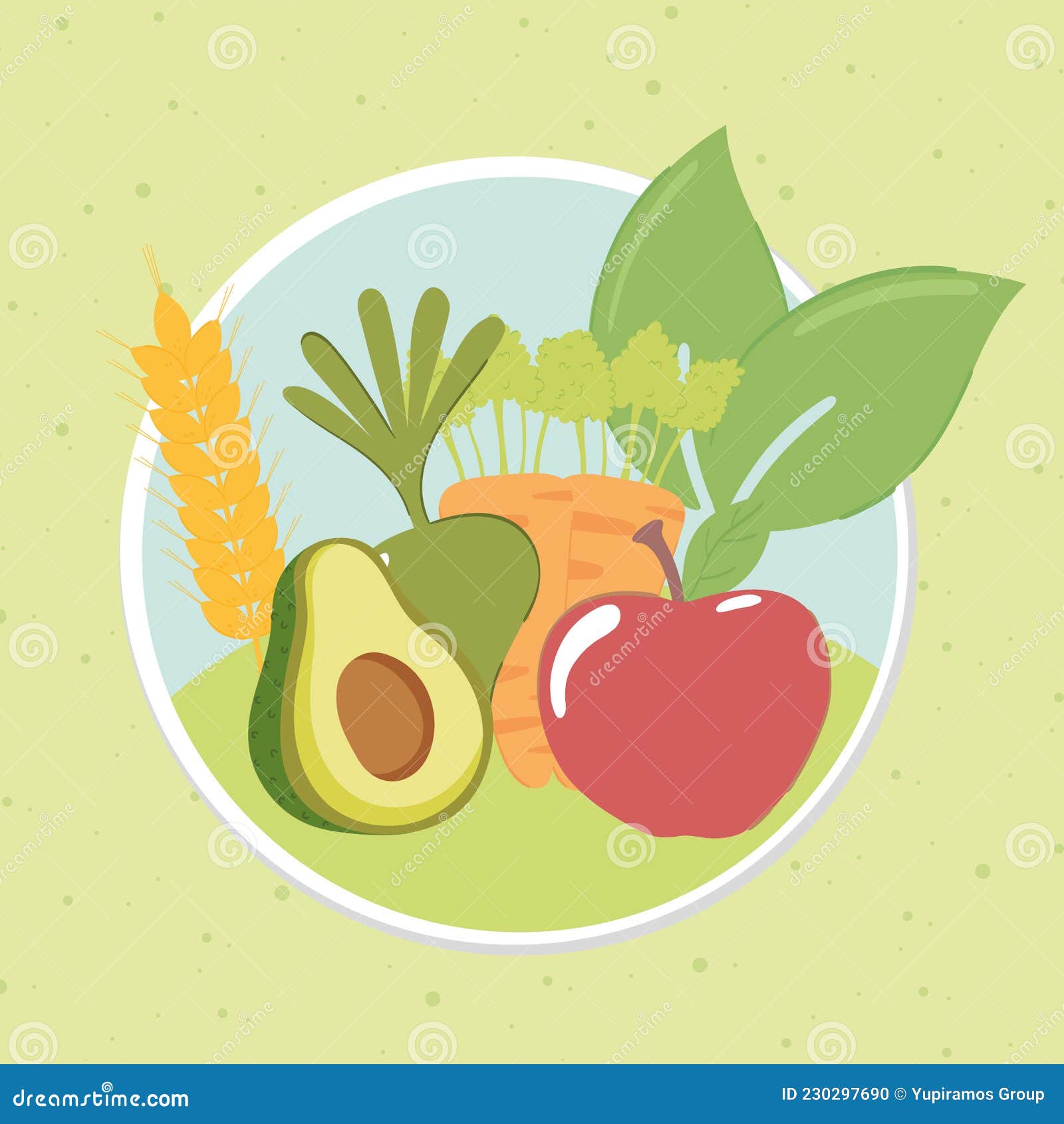 Organic Fruit and Vegetables Stock Vector - Illustration of design ...