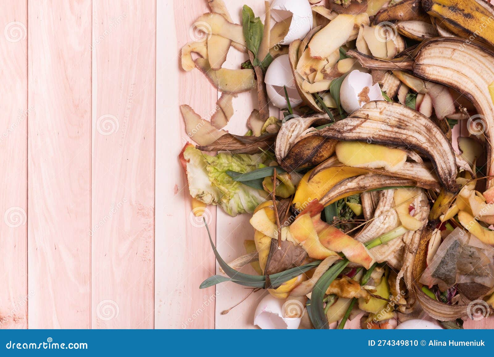 Organic Garbage for Compost on a Wooden Background. Composting Concept ...