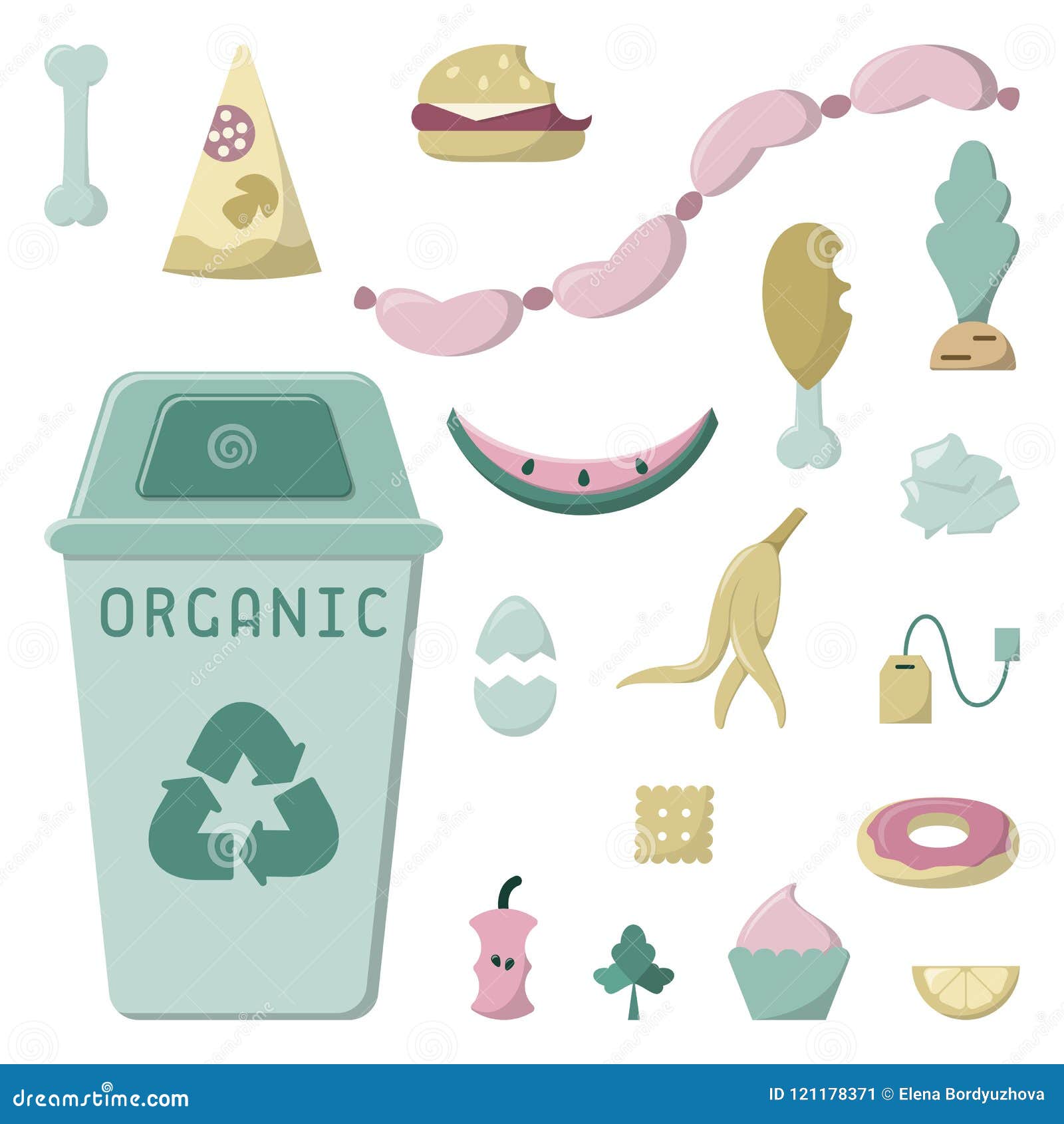 Organic Garbage Recycling Icons Stock Vector Illustration Of Icons