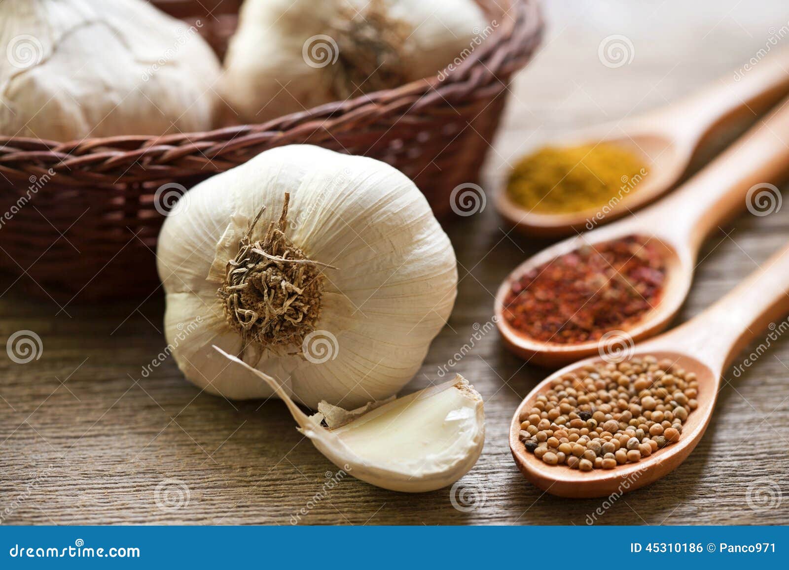 Organic garlic and spices stock photo. Image of pepper - 45310186