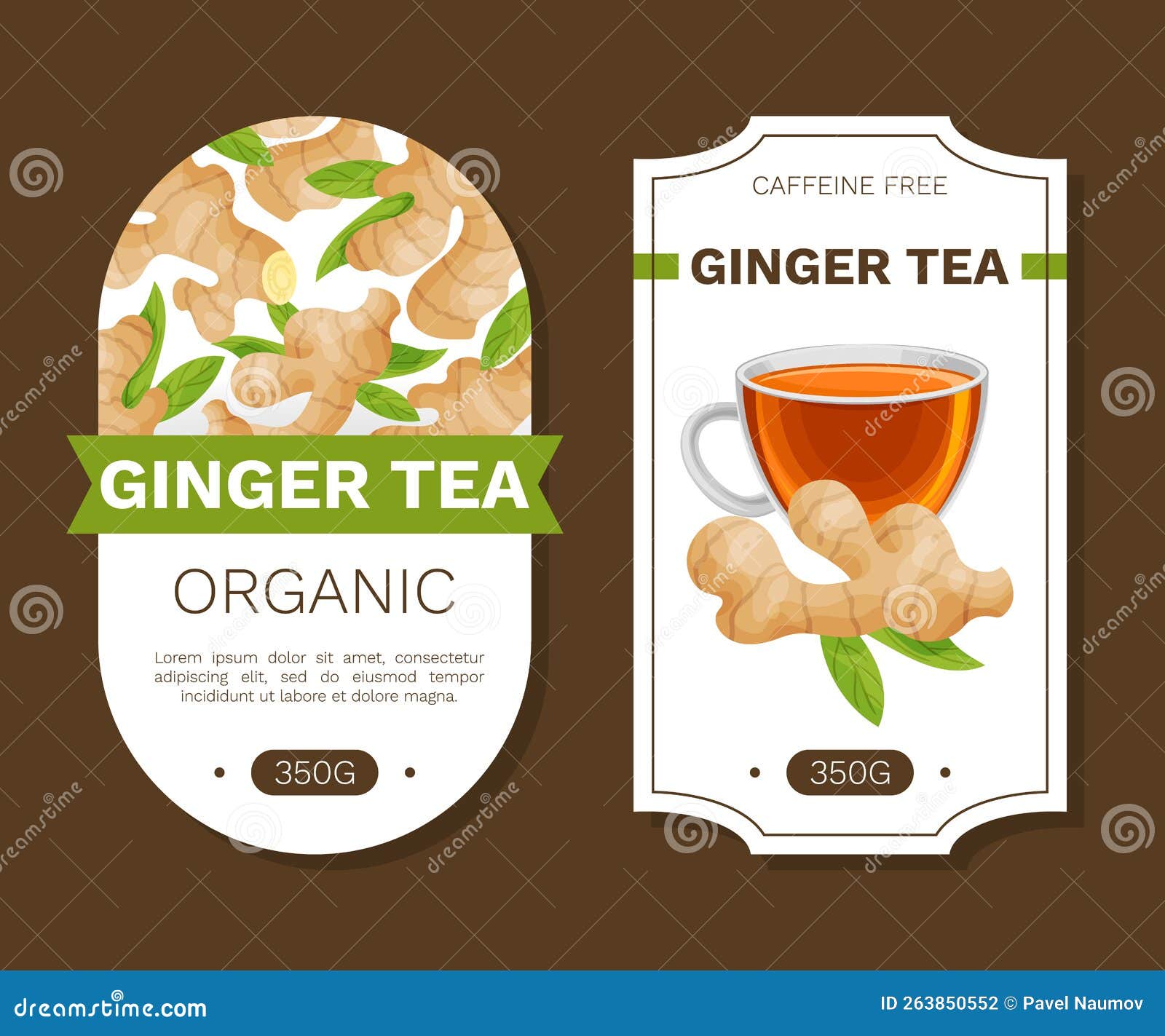 Organic Ginger Product Label Design with Root Vector Template Stock ...