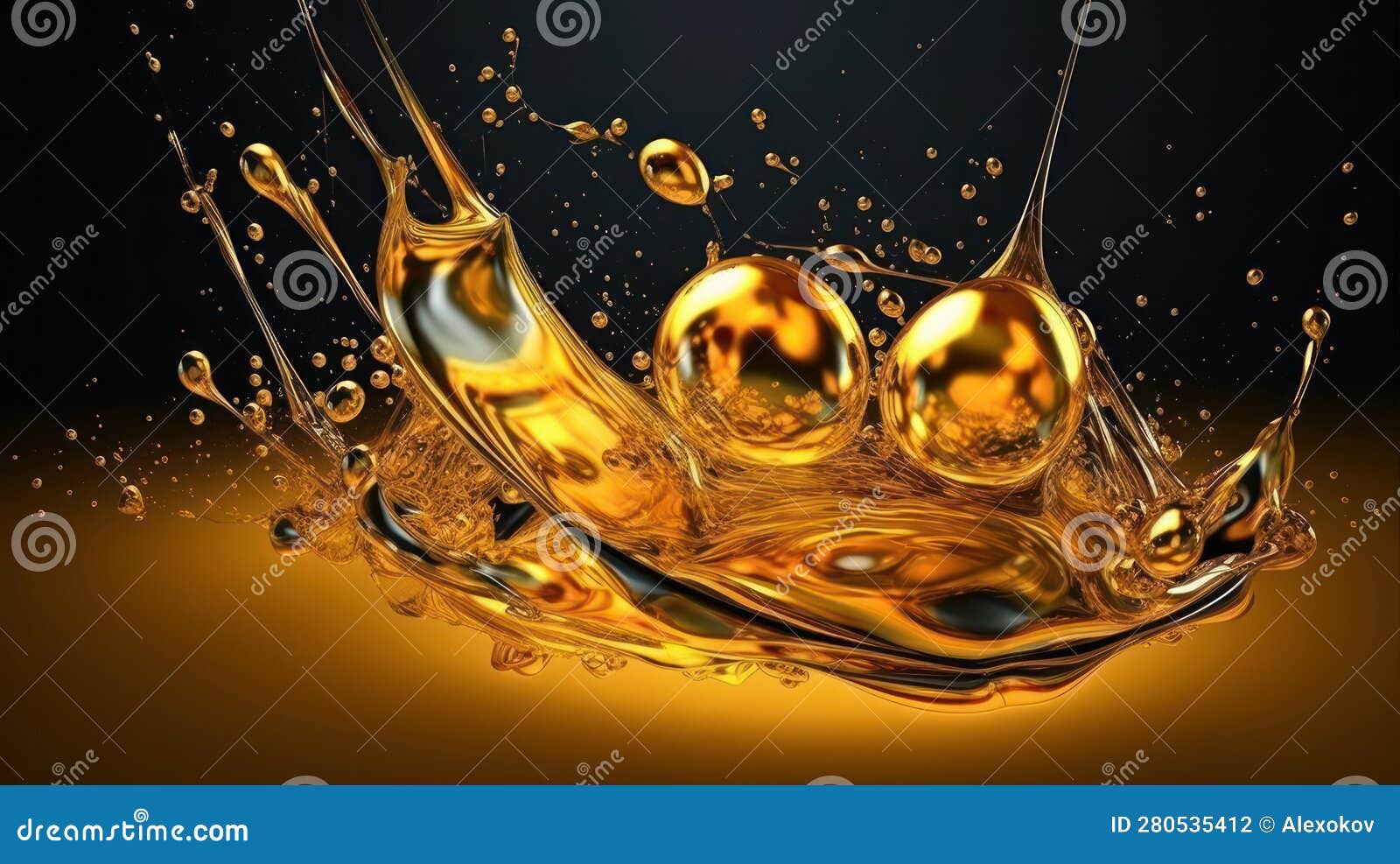 Organic Golden Liquid Bubble and Stream Art Image . Stock Photo - Image ...