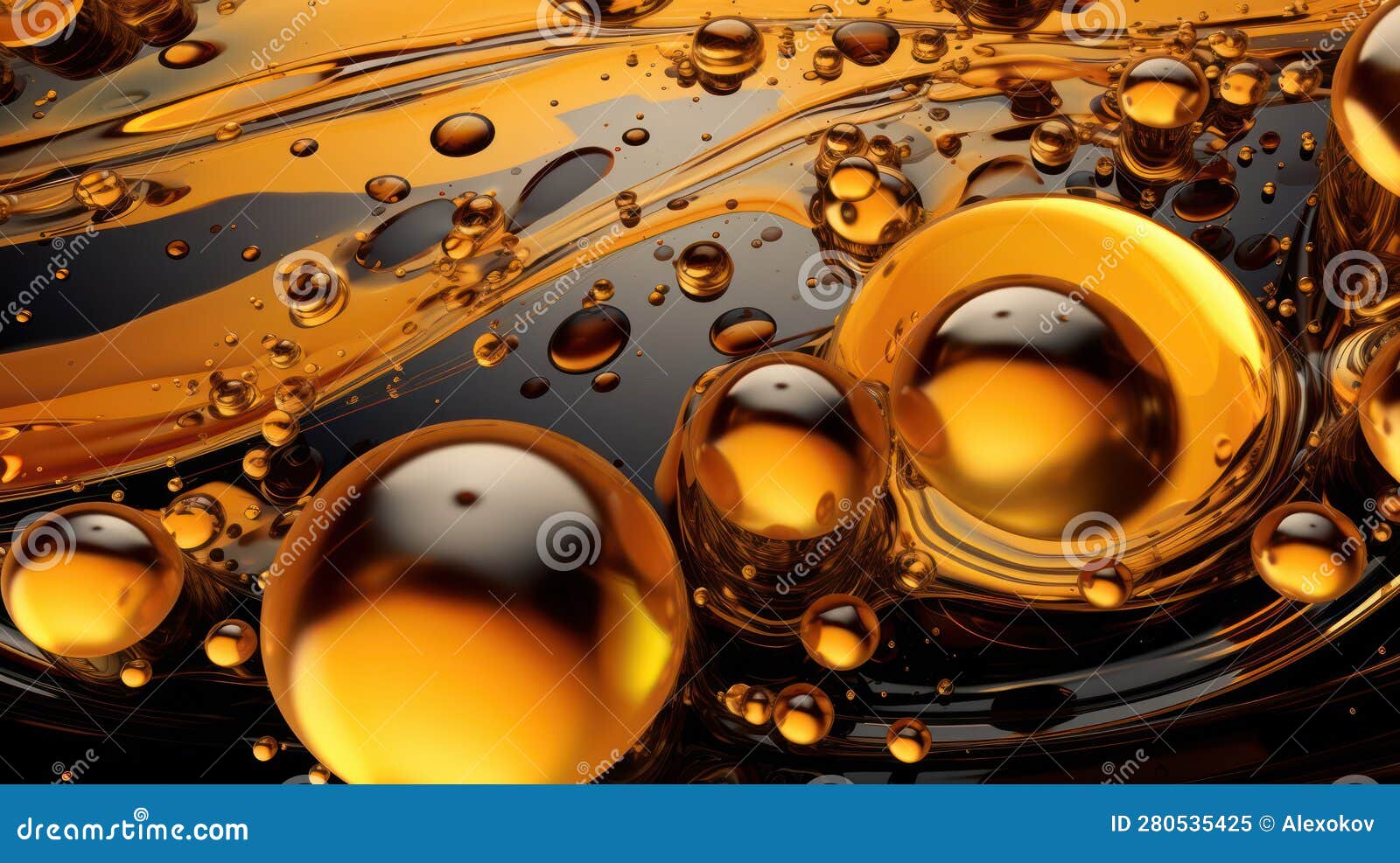 Organic Golden Liquid Bubble and Stream Artwork . Stock Illustration ...