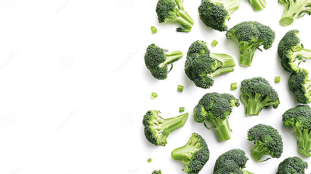 Organic Green Broccoli Head with Pristine White Backdrop. Stock Photo ...