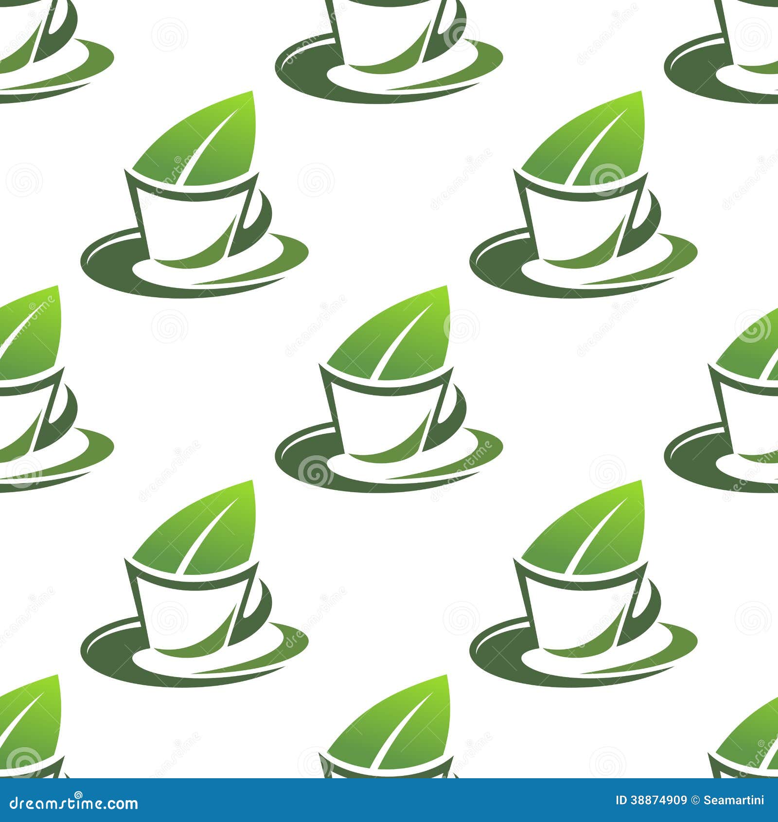 Organic Green Tea Seamless Pattern Stock Vector - Illustration of ...