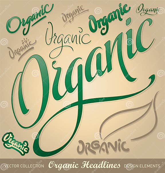 Organic Headlines, Hand Lettering Set (vector) Stock Vector ...