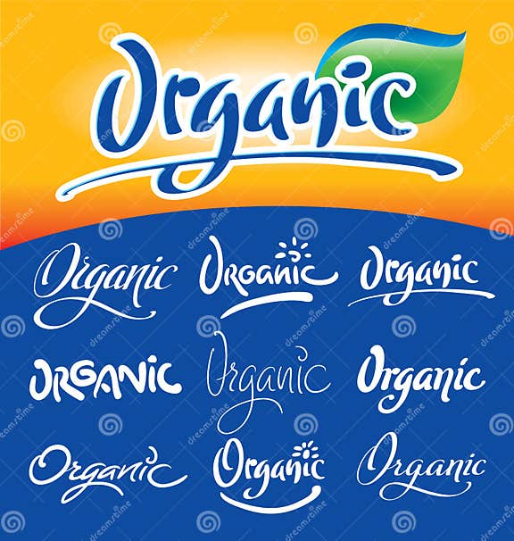 Organic Headlines, Hand Lettering Set (vector) Stock Vector ...