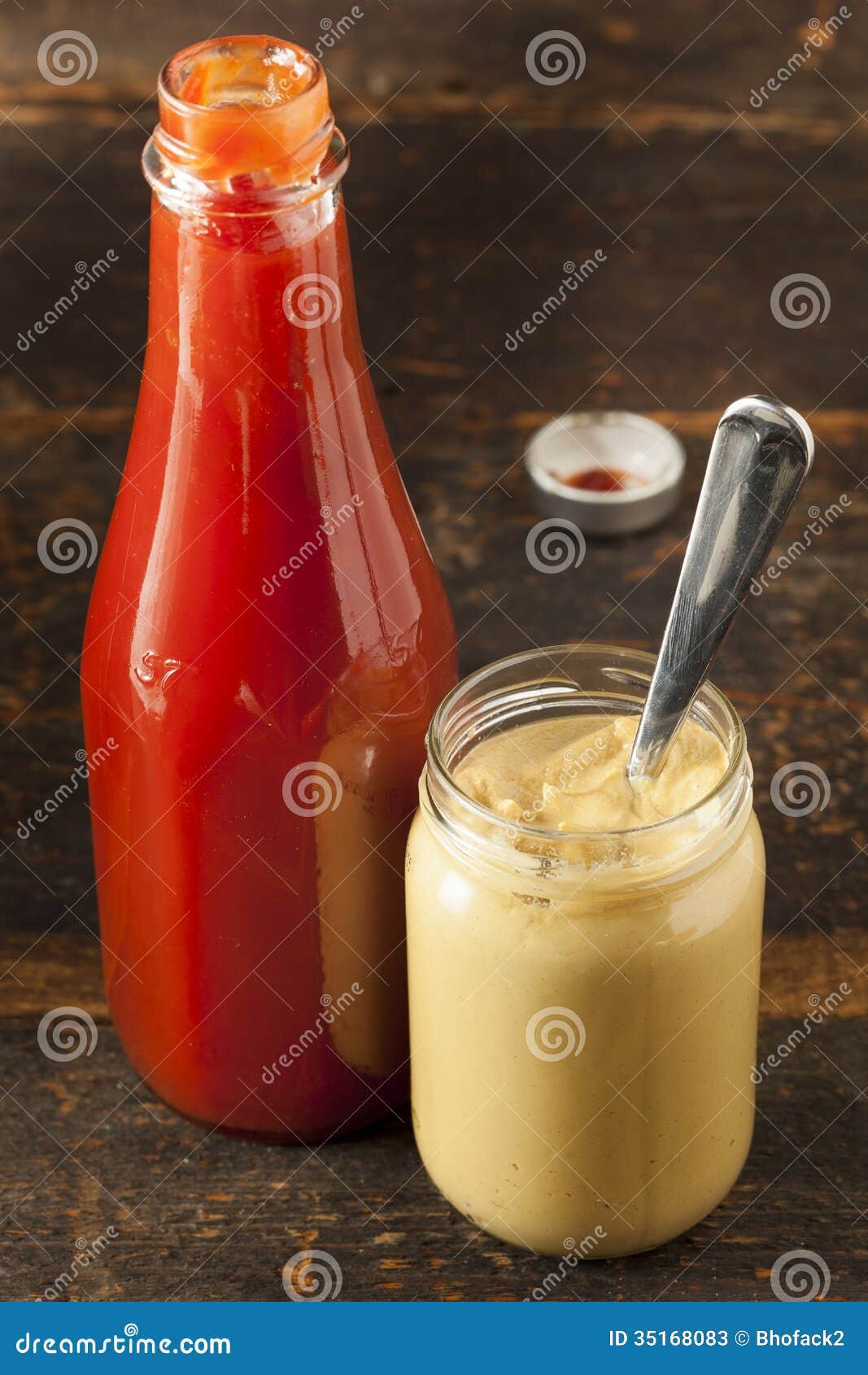 Organic Healthy Ketchup and Mustard Stock Image - Image of white, cream ...