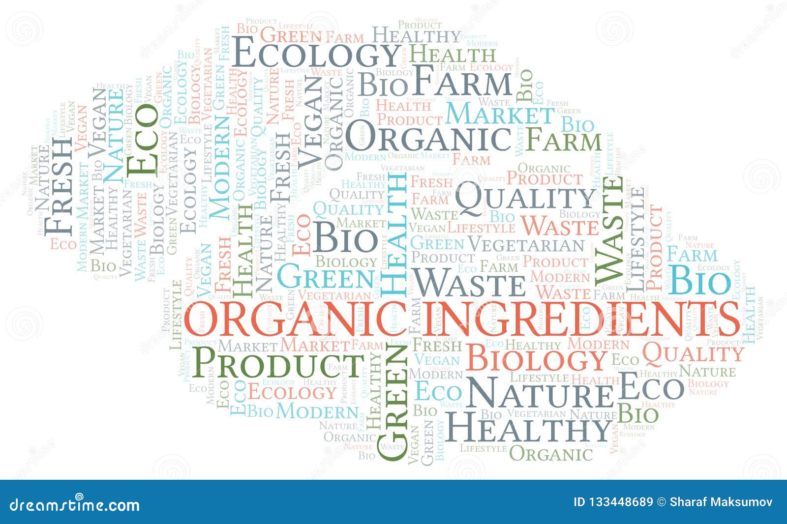 Organic Ingredients Word Cloud Stock Illustration - Illustration of ...